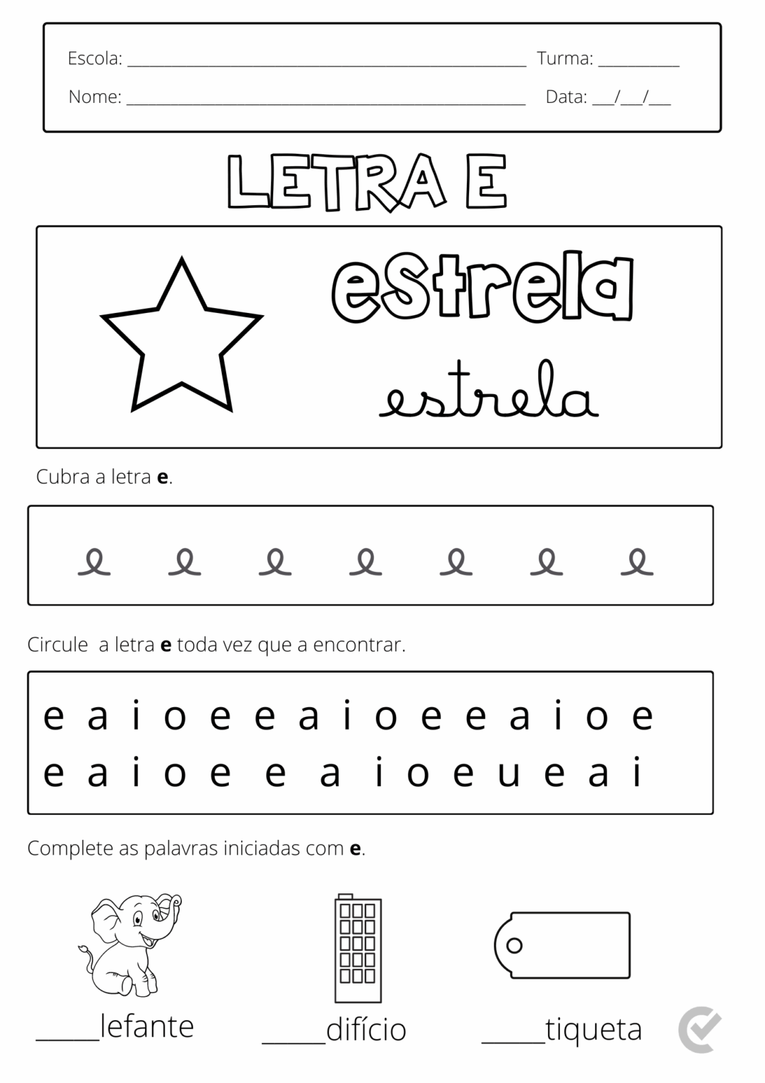 Atividades com Alfabeto para imprimir