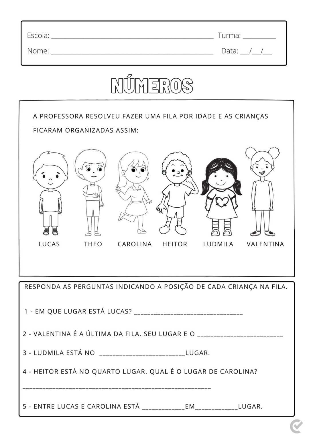 Atividades de números por extenso 1° ano