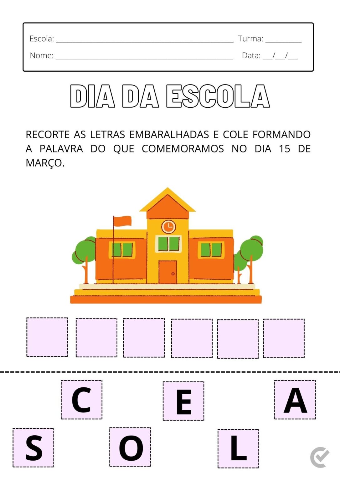 Atividades sobre o Dia da Escola para imprimir