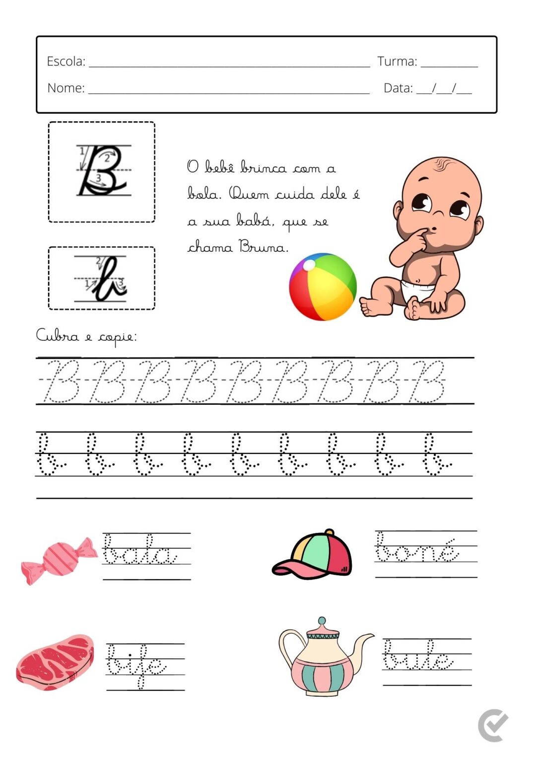Caderno de caligrafia para imprimir com letra cursiva