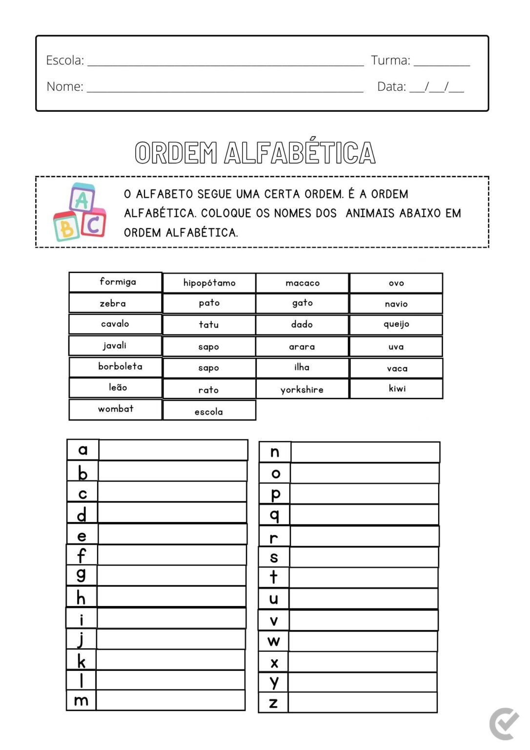 Atividades de Português para 1º ano