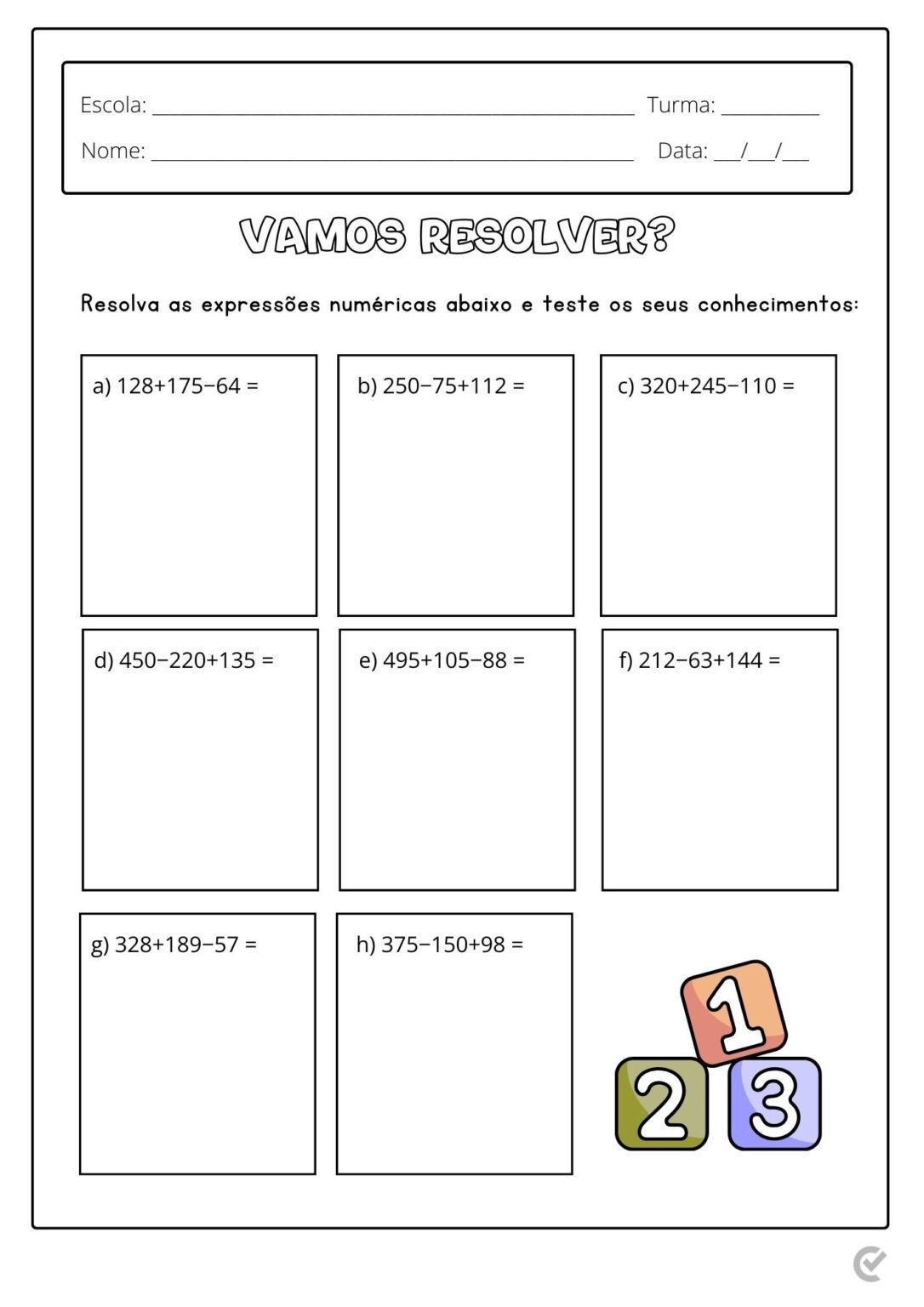 Atividade De Expressões Numéricas 5 Ano - BINKEDU