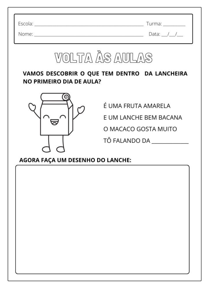 Atividades de Volta às Aulas 1° ano