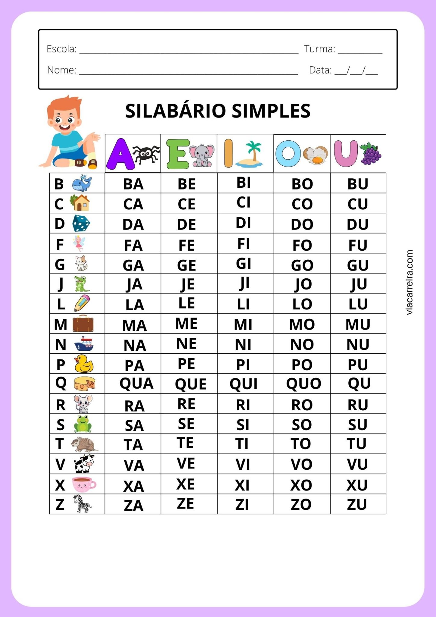 Silabário para imprimir: modelos simples e complexos
