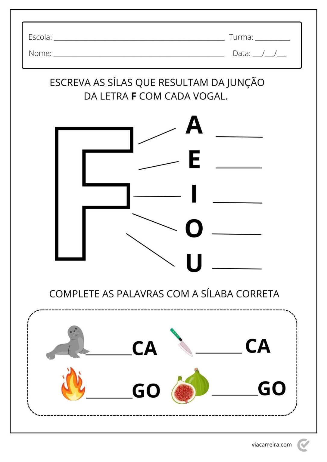 Atividades com a letra F para imprimir