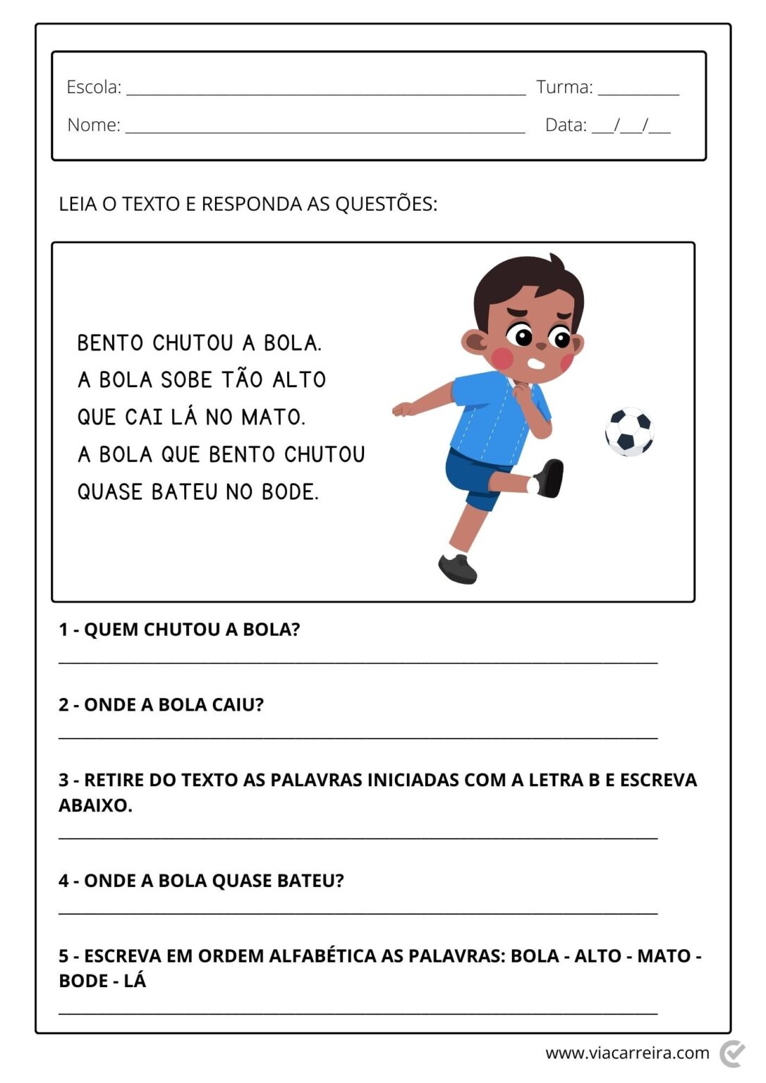 Atividades de Interpretação de Texto para 2º Ano Fundamental