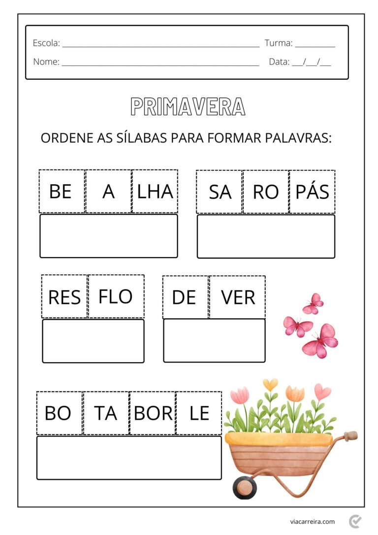 Atividades sobre Primavera para imprimir